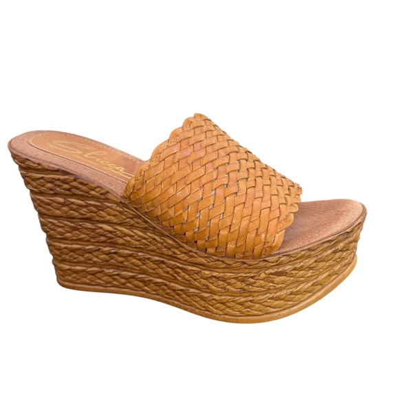 Sbicca | Shoes | Sbicca Woven Leather Wedge Sandals Women 7 Platform ...